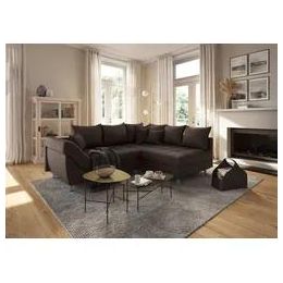 Ecksofa Collection AB "Innsbruck L-Form", braun, B:247cm H:87cm T:189cm, Microfaser PRIMABELLE (100% Polyester), Struktur (90% Polyester, 10% Polyacryl), Samtvelours (100% Polyester), Luxus-Microfaser Antiklederoptik (100% Polyester), Sofas, inklusive Federkern, Recamiere links oder rechts montierbar