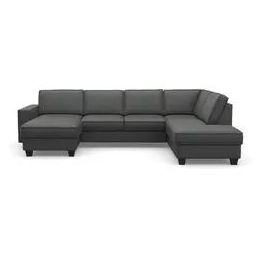 Wohnlandschaft Home Affaire "County U-Form", grau (anthrazit), B:309cm H:81cm T:213cm, Luxus-Microfaser (100% Polyester);Struktur fein (100% Polyester);Luxus-Microfaser weich (9ß% Polyester, 10% Polyamid), Sofas, wahlweise Ottomane links oder rechts, mit Federkern-Polsterung