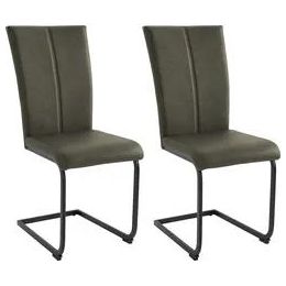 Freischwinger Home Affaire "Nils", grün (khakifarben (arizona 4421)), B:42,5cm H:100cm T:60cm, Metall, Polyester, Sperrholz, Stühle, Stuhl belastbar bis 120 Kg, Gestell Metall im Chrom-Look oder Schwarz
