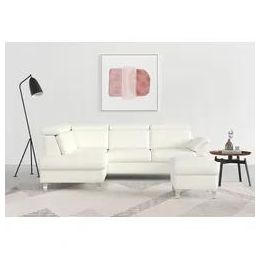 Sit & More Ecksofa SIT & MORE "Arngast L-Form", weiß (reinweiß), B:245cm H:84cm T:194cm, Sofas, inklusive Kopfteilverstellung und Federkern