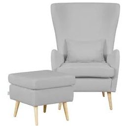 Sessel Home Affaire "Sallito, TV-Sessel, Ohrensessel mit", grau (hellgrau), B:76 H:109 T:85, Struktur Hahnentritt (67% Polypropylen, 33% Polyester), Samtoptik (100% Polyester), Fellimitat (100% Polyester), Samtcord (92% Polyester, 8% Polyamid), Struktur (100% Polyester), Struktur fein (100% Polyester), Sessel, Sessel mit Hocker Ohrensessel mit Hocker, Hocker, in vielen Bezugsqualitäten, auch in Sa