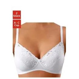 Soft-BH Petite Fleur, Damen, Gr. 70, Cup B, weiß, Jersey, Obermaterial: 70% Baumwolle, 20% Elasthan, 10% Polyester, BHs BH BH-Set Soft-BH Bügelloser-BH, ohne Bügel, mit hübscher Baumwollstickerei