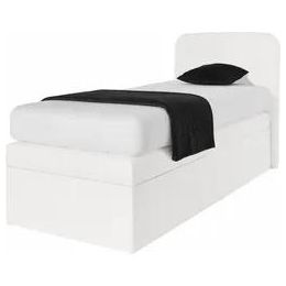 Boxspringbett, weiß, B:105cm L:212cm, Box und Kopfteil: Microvelours (100% Polyester) oder Kunstleder (Polyurethan);Bezug der Obermatratze: 100% Polyester, Westfalia Schlafkomfort, Komplettbetten, Boxspringbett, wahlweise mit Bettkasten