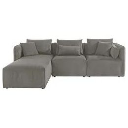 Ecksofa Andas "Nöre L-Form", grau, B:262cm H:74cm T:172cm, 92% Polyester, 8% Polyamid, Sofas, 3 Teile, in vielen Bezugsqualitäten und Farben. Modulteile s. "Nöre"