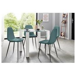 Essgruppe Inosign, blau (weiß, blau,), B:80cm, Sitzmöbel-Sets, mit Glastisch, Breite 80 cm