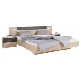 Bettanlage wimex "Angie", grau (hickory oak, graphit), 180x200cm, B/H: 180cm x 200cm, 180x200cm, Schlafzimmermöbel-Sets