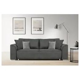 3-Sitzer Inosign "BEATRICE auch als Schlafsofa mit Bettkasten, B/T/H 250/107/92 cm", grau (anthrazit), B:250cm H:92cm T:107cm, Sofas, wahlweise mit Bettfunktion, incl. 2 Zierkissen, Wellenfederung