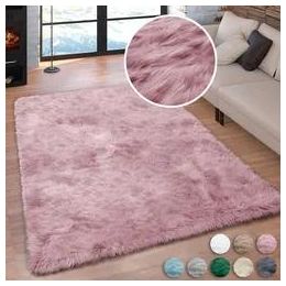 Hochflor-Teppich my home "Valeria, Fellteppich, kuschelig, flauschig" Gr. 4, lila (mauve), B:160cm H:60mm L:230cm, Kunstfaser, Teppiche, Kunstfell, weiche Teppiche, Wohnzimmer, Schlafzimmer, Esszimmer