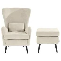 Sessel Home Affaire "Sallito, TV-Sessel, Ohrensessel mit", beige, B:76cm H:109cm T:85cm, Struktur Hahnentritt (67% Polypropylen, 33% Polyester);Samtoptik (100% Polyester);Fellimitat (100% Polyester);Samtcord (92% Polyester, 8% Polyamid);Struktur (100% Polyester);Struktur fein (100% Polyester), Sessel, Sessel mit Hocker Ohrensessel mit Hocker, Hocker, in vielen Bezugsqualitäten, auch in Samtcord