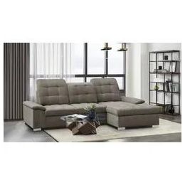 Ecksofa WERK2 "Carmen, mit Bettksten, Sitz- & Rückenheftung, Breite 261 cm, L-Form", beige, B:264cm H:105cm T:170cm, 95% Polyester, 5% Nylon, Sofas, mit Sitztiefenverstellung, Struktur weich, beige