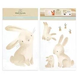 Wandsticker Little Dutch "Baby Bunny", bunt, B:60cm H:42cm T:0,1cm, PVC, Wandtattoos, Little Dutch - Luxus-Wandaufkleber - Baby Bunny - Braun/Wei&szlig; - 30x52cm