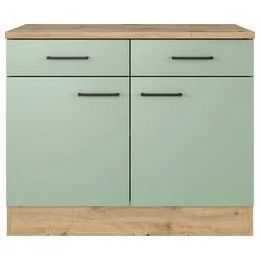 Unterschrank Flex-Well "Cara", grün (schilfgrün, artisan eiche), B:100cm H:85cm T:60cm, Holzwerkstoff, Schränke, (B x H x T) 100 x 85 x 60 cm, für viel Stauraum