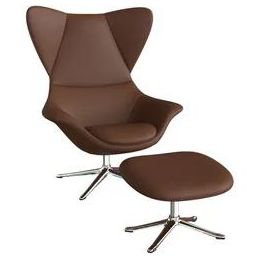 Ohrensessel FLEXLUX "Stilo Relaxsessel, TV-Sessel, OTTOs Choice", braun (old chestnut braun), B:90cm H:115cm T:88cm, 100% Echteder, Sessel, Solitär, Stil-Ikone, drehbar, Fuß Aluminium