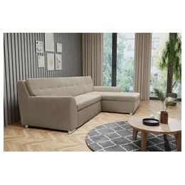 Ecksofa DOMO collection "Treviso viele Bezüge, auch in Cord, L-Form, B/T/H: 267/80/83 cm", braun (schlamm), B:267cm H:83cm T:178cm, 100% Polyester, Sofas, wahlweise mit Bettfunktion, incl. Zierkissen, hochwertige Steppung, Topseller
