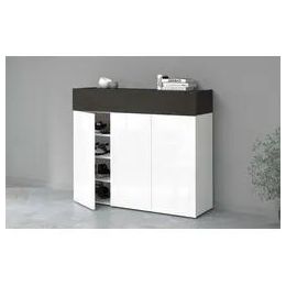 Schuhschrank Inosign "Savona", weiß (weiß hg, zement), B:114cm H:100cm T:35cm, Spanplatte, Schränke