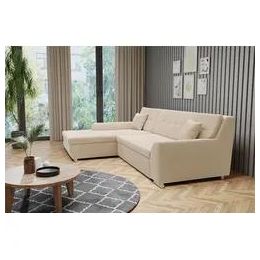 Ecksofa DOMO collection "Treviso viele Bezüge, auch in Cord, L-Form, B/T/H: 267/80/83 cm", beige (creme), B:267cm H:83cm T:178cm, 100% Polyester, Sofas, wahlweise mit Bettfunktion, incl. Zierkissen, hochwertige Steppung, Topseller