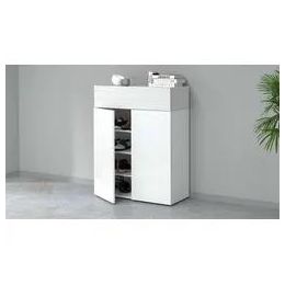 Schuhschrank Inosign "Savona", weiß (weiß hg, lärche weiß), B:76cm H:100cm T:35cm, Spanplatte, Schränke