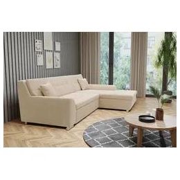 Ecksofa DOMO collection "Treviso viele Bezüge, auch in Cord, L-Form, B/T/H: 267/80/83 cm", beige (creme), B:267cm H:83cm T:178cm, 100% Polyester, Sofas, wahlweise mit Bettfunktion, incl. Zierkissen, hochwertige Steppung, Topseller