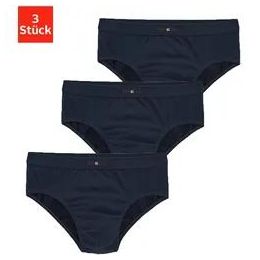 H.I.S. Slip H.I.S, Herren, Gr. L, 3 Stk., blau (marine), Jersey, Obermaterial: 95% Baumwolle, 5% Elasthan, unifarben, k&ouml;rpernah, Unterhosen Slip, ohne Seitennaht