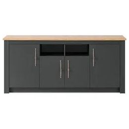 Spülenschrank KOCHSTATION "KS-Westminster", grau (grau dunkel), B:204cm H:92cm T:60cm, Schränke, im romantischen Landhausstil, Breite 204 cm, exclusiv by Otto