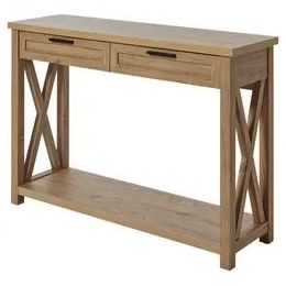 Konsolentisch Jahnke "Chalet", braun (montana eiche, montana eiche, montana eiche), B:110cm H:77,2cm T:34cm, Tische, Konsolentisch mit 2 Schubladen und Ablage, Landhausstil, X-Design