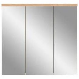 Badezimmerspiegelschrank Welltime "Dolo, Breite 80 cm, 3 Spiegeltüren, 9 Fächer, 6 Einlegeböden", grau (nox oak), B:80cm H:75cm T:20cm, Schränke, Badmöbel, Badschrank, Schrank, Wandschrank, Bad, Badezimmer