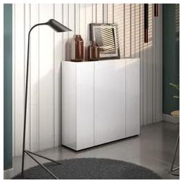 Schuhschrank Inosign "RUMBA", weiß (weiß hglanz, eiche artisan, weiß hgl), B:116cm H:115cm T:34cm, Spanplatte, Schränke