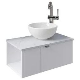 Waschtisch SAPHIR "Serie 6915 Waschschale mit Unterschrank für Gästebad, Gäste WC", weiß (weiß glanz, marmor weiß, weiß glanz), B:61cm H:39,8cm T:35cm, Waschtische, 61 cm breit, 2 Türen, offenes Fach, kleine Bäder, ohne Armatur