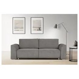 3-Sitzer Inosign "BEATRICE auch als Schlafsofa mit Bettkasten, B/T/H 250/107/92 cm", grau (mittelgrau), B:250cm H:92cm T:107cm, 100% Polyester, Sofas, wahlweise mit Bettfunktion, incl. 2 Zierkissen, Wellenfederung