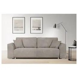 3-Sitzer Inosign "BEATRICE auch als Schlafsofa mit Bettkasten, B/T/H 250/107/92 cm", grau (taupe), B:250cm H:92cm T:107cm, 100% Polyester, Sofas, wahlweise mit Bettfunktion, incl. 2 Zierkissen, Wellenfederung