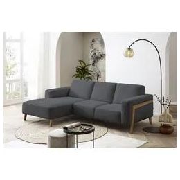 Ecksofa exxpo - SOFA FASHION "Starr, modern und klassisches Design, hochwertige Verarbeitung, bequem", grau (anthrazit), B:250cm H:84cm T:163cm, Sofas, L-Form, wahlw. elektrische Sitztiefenverstellung, Massivholzfüße