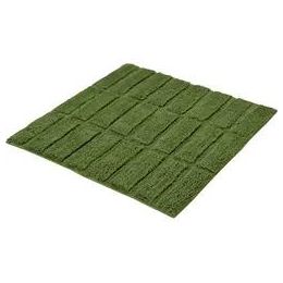 Badematte Kleine Wolke "Tiles", grün (forest), H:13mm, Baumwolle, Badematten, Badteppich, Uni Farben, Hoch-Tief Effekt