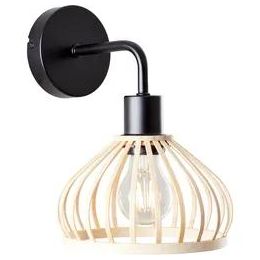 Brilliant Wandleuchte "Norah", schwarz (schwarz, natur), 1, H: 26,8cm, 1 Stk., Leuchten, Wandlampe mit Bambusschirm - Nature Style - 27x19x23cm - E27 Fassung