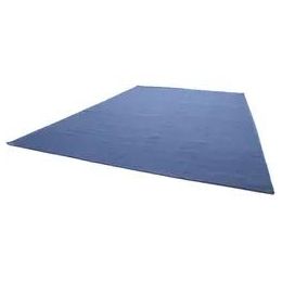Wollteppich morgenland "KELIM FANCY UNI", blau, B:140cm H:7mm L:200cm, Wolle, Teppiche, reine Wolle, Wendbar, Einfarbig, Uni, Wohnzimmer
