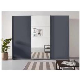 Schwebetürenschrank Rauch "Kleiderschrank Schrank Garderobe Wäscheschrank Ankleide OTELI", grau (graumetallic), B:271cm H:210cm T:68cm, Holzwerkstoff, Schränke, mit Mittelspiegel, in verschiedenen Dekor- und Hochglanzfarben