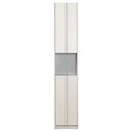 Vitrine Woood "Basu Smalle Hochschrank", weiß, B:40cm H:210cm T:42cm, FSC-zertifizierter Holzwerkstoff, Schränke, Hochschrank, 2 Türen, 1 Schublade, H 210 cm x B 40 cm
