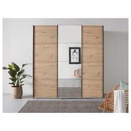 Schwebetürenschrank Rauch "Kleiderschrank Schrank Garderobe Wäscheschrank Ankleide OTELI", braun (eiche artisan), B:203cm H:229cm T:68cm, Holzwerkstoff, Schränke, mit Mittelspiegel, in verschiedenen Dekor- und Hochglanzfarben