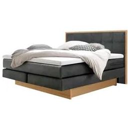 Boxspringbett Hasena "Ottawa", braun (anthrazit, eiche bianco), B:188cm L:205cm, Komplettbetten, Boxspringbett, Boxspringbett, wählbare Polsterbezüge, zwei Bettkästen aus Eiche