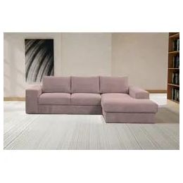 Ecksofa WERK2 "Rozzana Design Ecksofa mit hohem Komfort, zeitlos & elegant, L-Form", rosa (rose), B:280cm H:86cm T:190cm, 90% Polyester, 10% Nylon, Sofas, in kuschelweichen Trendstoffen Cord, Breitcord und Plüsch