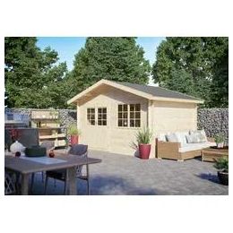 Gartenhaus Kiehn-Holz "Gipsberg 1", beige (naturbelassen), Fußboden im Gartenhaus, Dachfolie, Holzwerkstoff, Gartenhäuser