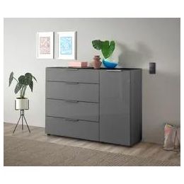 HBZ-MEBLE Kommode HBZ "Santorin, BxHxT 135x99x40 cm", grau (anthrazit), B:135cm H:99cm T:40cm, Holzwerkstoff, Sideboards, Breite 135cm, Softclose für Türen und Schubkästen, Melaminbeschichtung