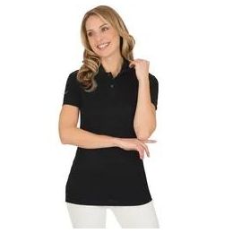 Poloshirt TRIGEMA "TRIGEMA Poloshirt aus elast. Piqué", Damen, Gr. S, schwarz, 94% Baumwolle, 6% Elastan, Basic, Shirts