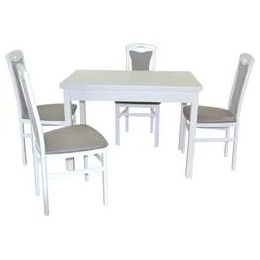 Essgruppe "5tlg. Tischgruppe", weiß (weiß, grau, weiß), B:45cm H:95cm T:48cm, FSC-zertifiziertes Massivholz, HOFMANN LIVING AND MORE, Sitzmöbel-Sets, Stühle montiert