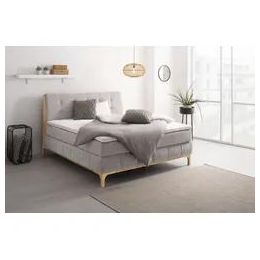 Boxspringbett OTTO products "Jelle", silber (silberfarben), B:181cm L:216cm, Komplettbetten, Boxspringbett, zertifizierte, recycelte Bezugsstoffe, verschiedene Ausführungen