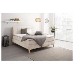 Boxspringbett OTTO products "Jelle", beige (natur), B:181cm L:216cm, Komplettbetten, Boxspringbett, zertifizierte, recycelte Bezugsstoffe, verschiedene Ausführungen