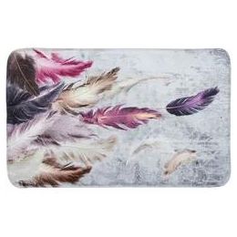 Schaum-Badematte Sanilo "Federn", lila, H:15, Badematten, Badematte, super weich, kräftige Farben, rutschhemmend, waschbar, 50 x 80 cm