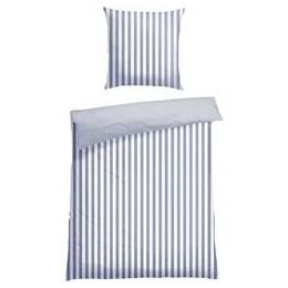 Wendebettwäsche Schiesser "Marie aus weicher Baumwolle und Streifen Allover", blau (hellblau), B/L: 155cm x 220cm, 1 Stk., 1 Stk., Renforcé, B/L:, 2 Stk., Renforcé, Obermaterial: 100% Baumwolle, Bettwäsche, MADE IN GREEN by OEKO-TEX