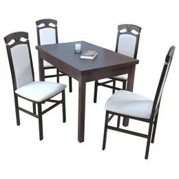 Essgruppe "5tlg. Tischgruppe", beige (nussbaum, nachbildung, beige, nussbaum, nachbildung), B:44cm H:94cm T:46cm, FSC-zertifizierter Holzwerkstoff, FSC-zertifiziertes Massivholz, HOFMANN LIVING AND MORE, Sitzmöbel-Sets, Stühle montiert