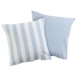 Kissenbezug Andas "Greta", blau (jeansblau), B:40cm L:40cm, Renforcé, Obermaterial: 100% Baumwolle, Kissenbezüge, Kissenhülle mit Wendeoptik, OEKO-TEX und Made in Green zertifiziert