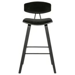 Barhocker Woood "Senn", schwarz, B:42 H:91 T:48, Hocker, Sitzfläche aus Samt, H 94 cm x B 41 cm